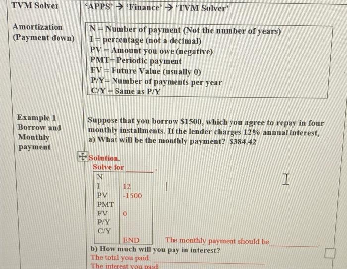 Solved TVM Solver "APPS → Finance → TVM Solver Amortization | Chegg.com