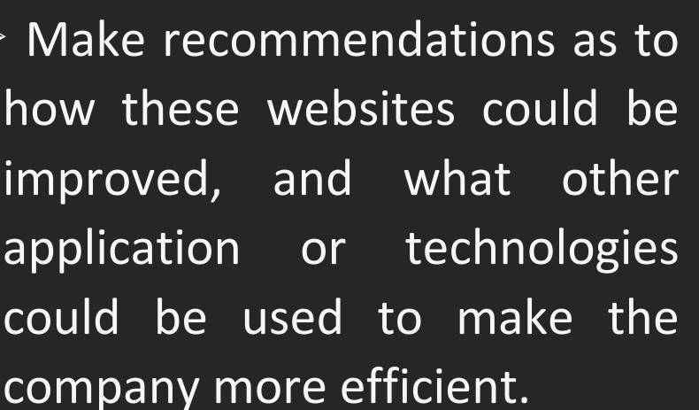 Solved Make recommendations as to how these websites could | Chegg.com