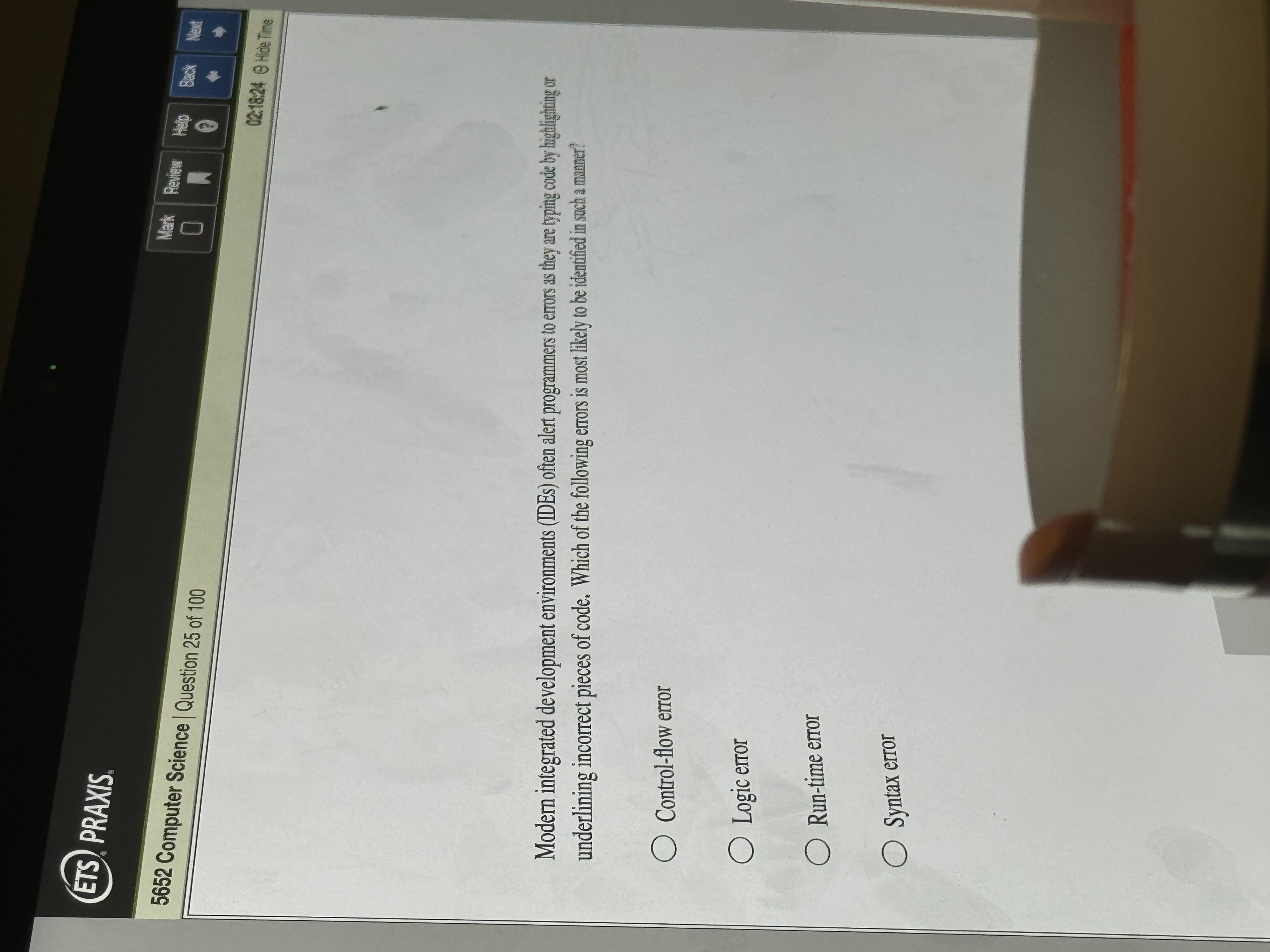 Solved (F5). ﻿PRAXIS.5652 ﻿Computer ScienceQuestion 25 ﻿of | Chegg.com
