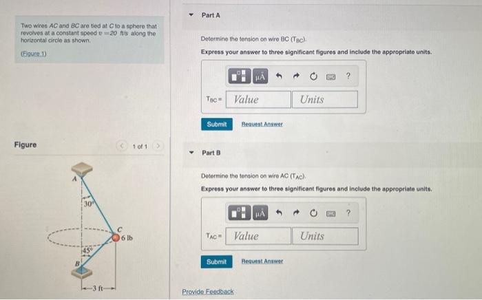 Solved Two wires AC and BC are tied at C to a sphere that | Chegg.com
