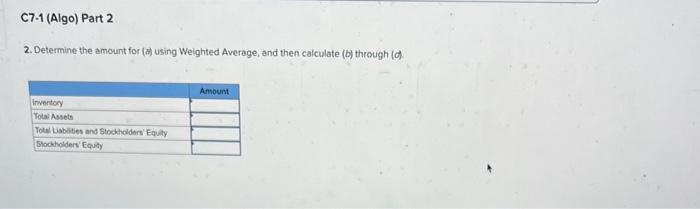 Solved Required information C7-1 (Algo) Computing and | Chegg.com