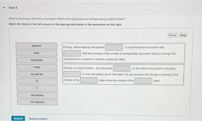 Solved What is the precise definition of entropy? What is | Chegg.com