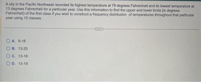 Solved A city in the Pacific Northwest recorded its highest | Chegg.com