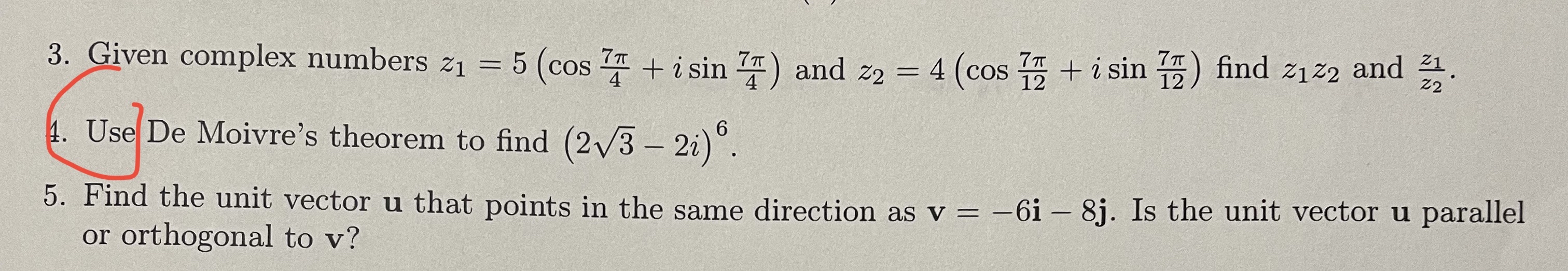 Solved Given complex numbers z1=5(cos(7π4)+isin(7π4)) ﻿and | Chegg.com