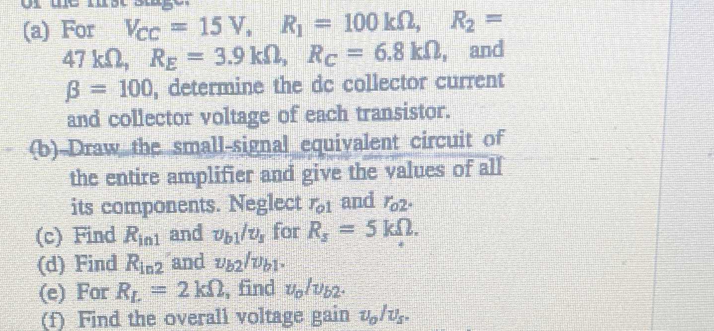 (a) For V_(cc)=15V,R_(1)=100k\\\\Omega ,R_(2)= | Chegg.com