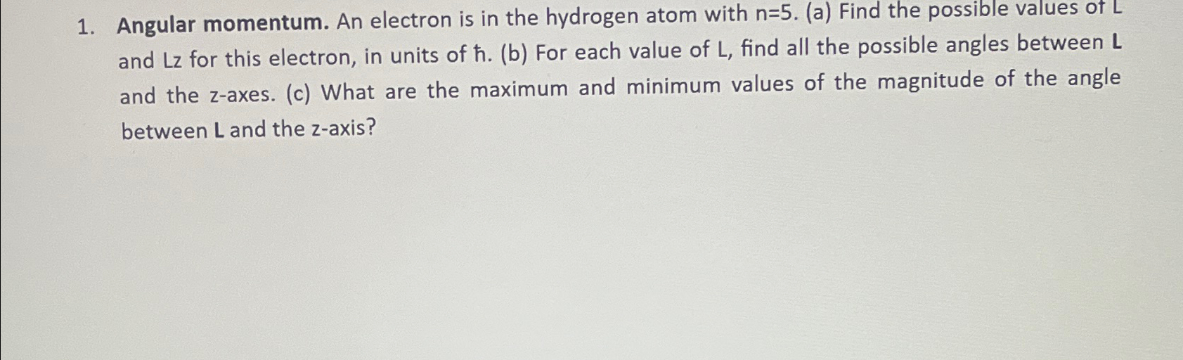 Solved Angular momentum. An electron is in the hydrogen atom | Chegg.com