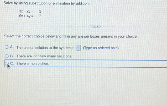 Solved Solve by using substitution or elimination by | Chegg.com