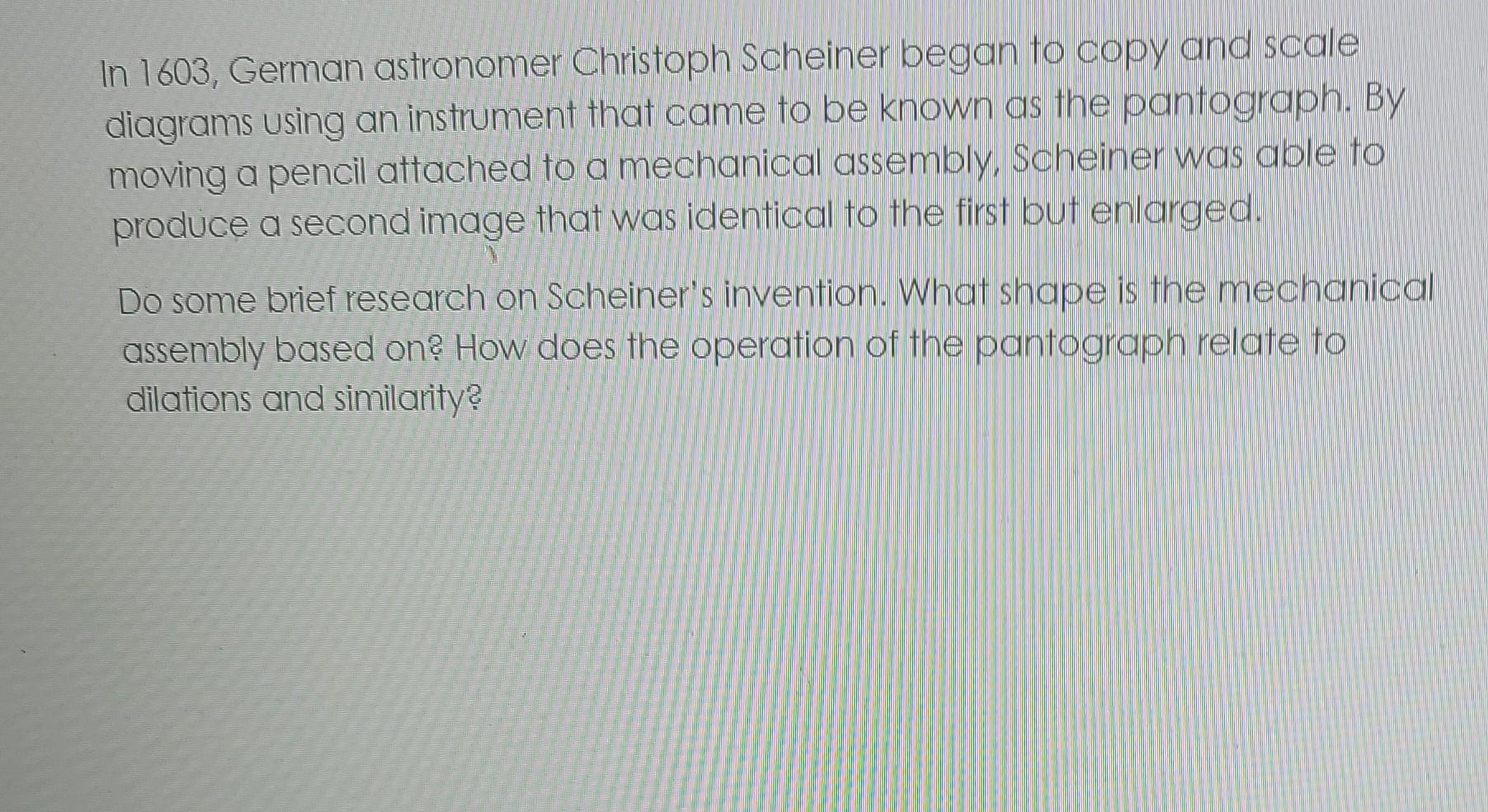 Solved In 1603, German astronomer Christoph Scheiner began | Chegg.com