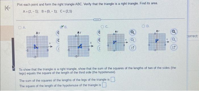 Solved Plot each point and form the right triangle ABC. | Chegg.com