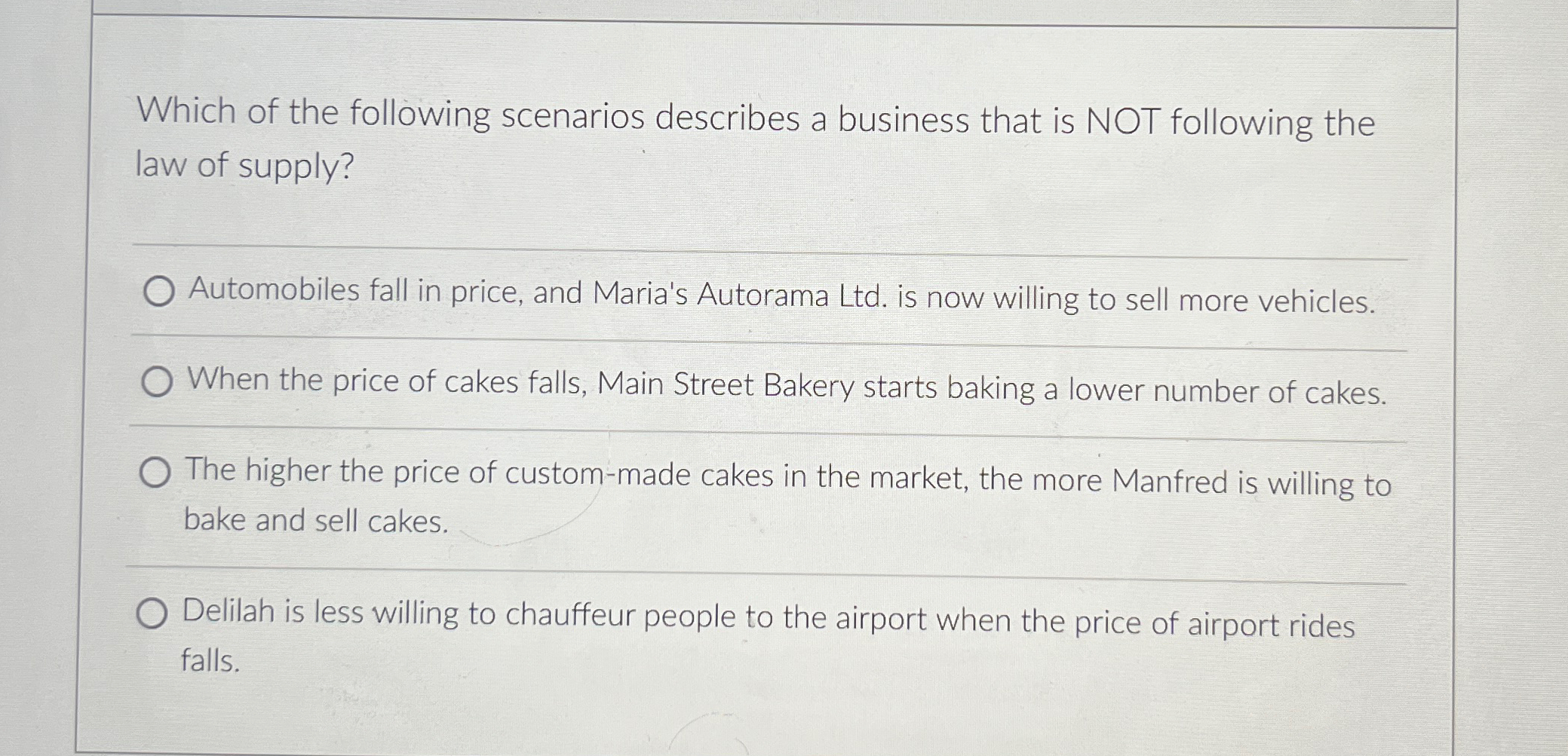 Solved Which of the following scenarios describes a business | Chegg.com