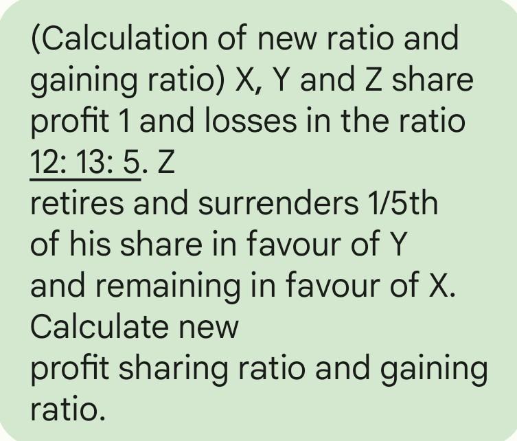 Solved (Calculation of new ratio and gaining ratio) X, Y and | Chegg.com