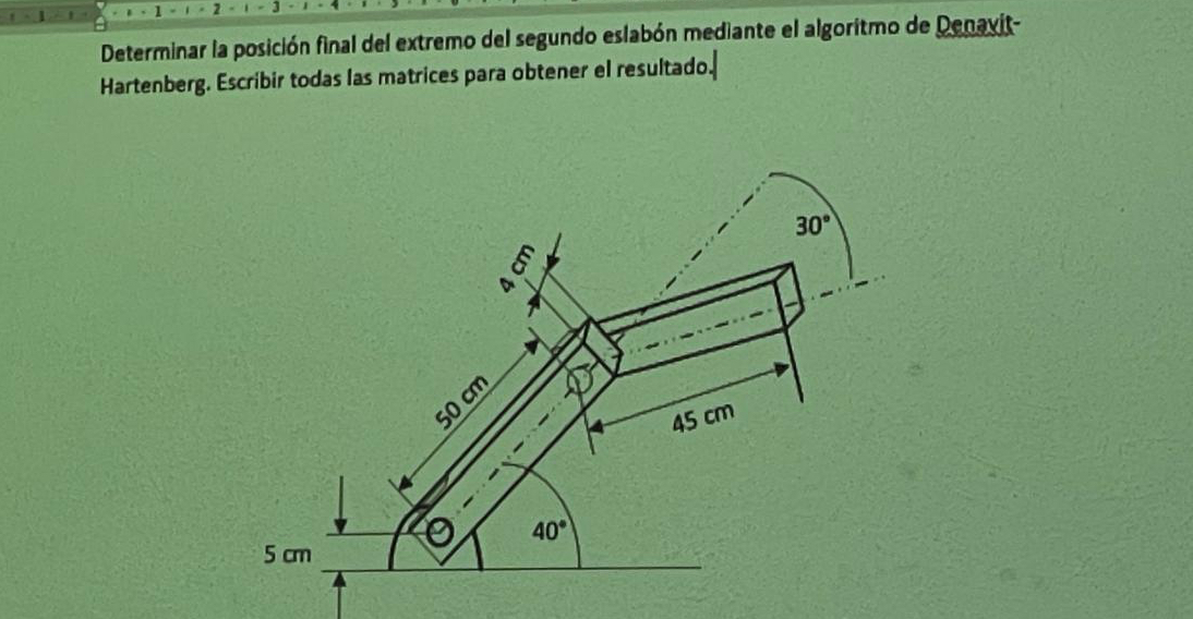 Solved Determinar la posición final del extremo del segundo | Chegg.com