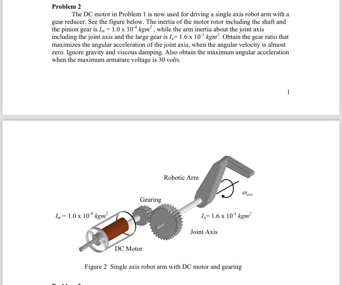 Solved Problem 2The DC motor in Problem 1 ﻿is now used for | Chegg.com