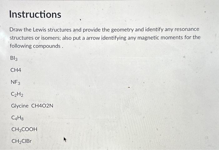 Solved Draw the Lewis structures and provide the geometry | Chegg.com