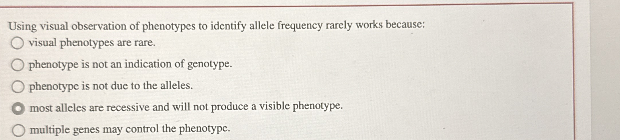 Solved Using visual observation of phenotypes to identify | Chegg.com