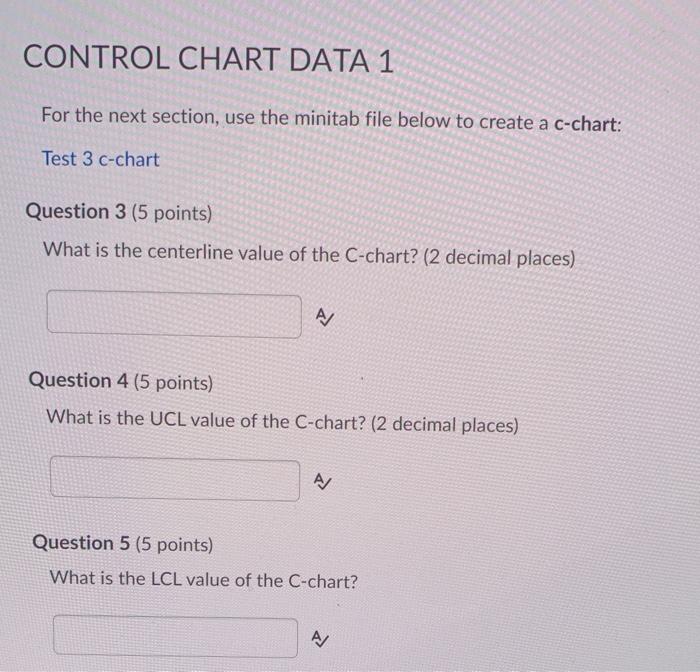Solved CONTROL CHART DATA 1 For the next section, use the | Chegg.com
