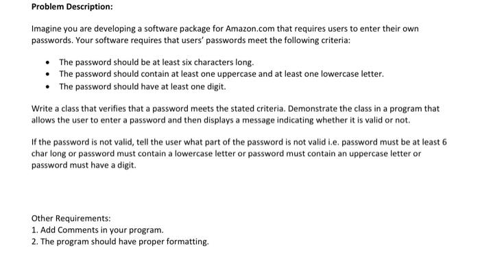 Solved Problem Description: Imagine you are developing a | Chegg.com