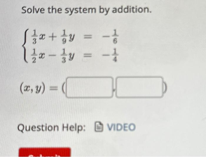 Solved Solve the system by addition. | Chegg.com