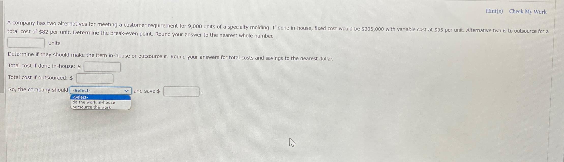 Solved Hint(s) ﻿Check My Work total cost of $82 ﻿per unit. | Chegg.com