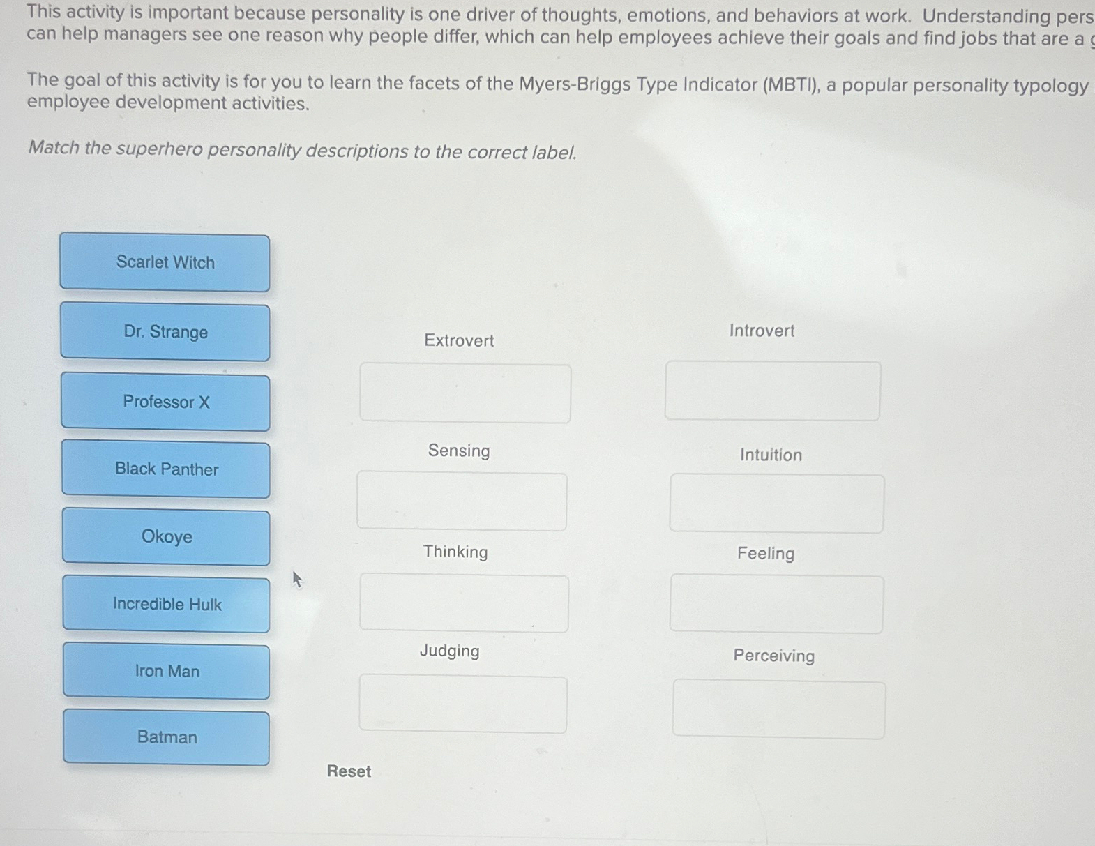 Solved This activity is important because personality is one | Chegg.com