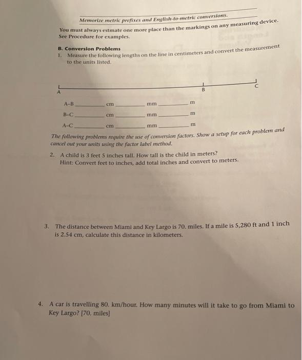 Solved Memorize metric prefixes and English-to-metric | Chegg.com