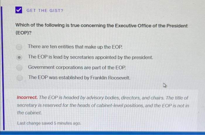 Solved GET THE GIST? Which of the following is true | Chegg.com