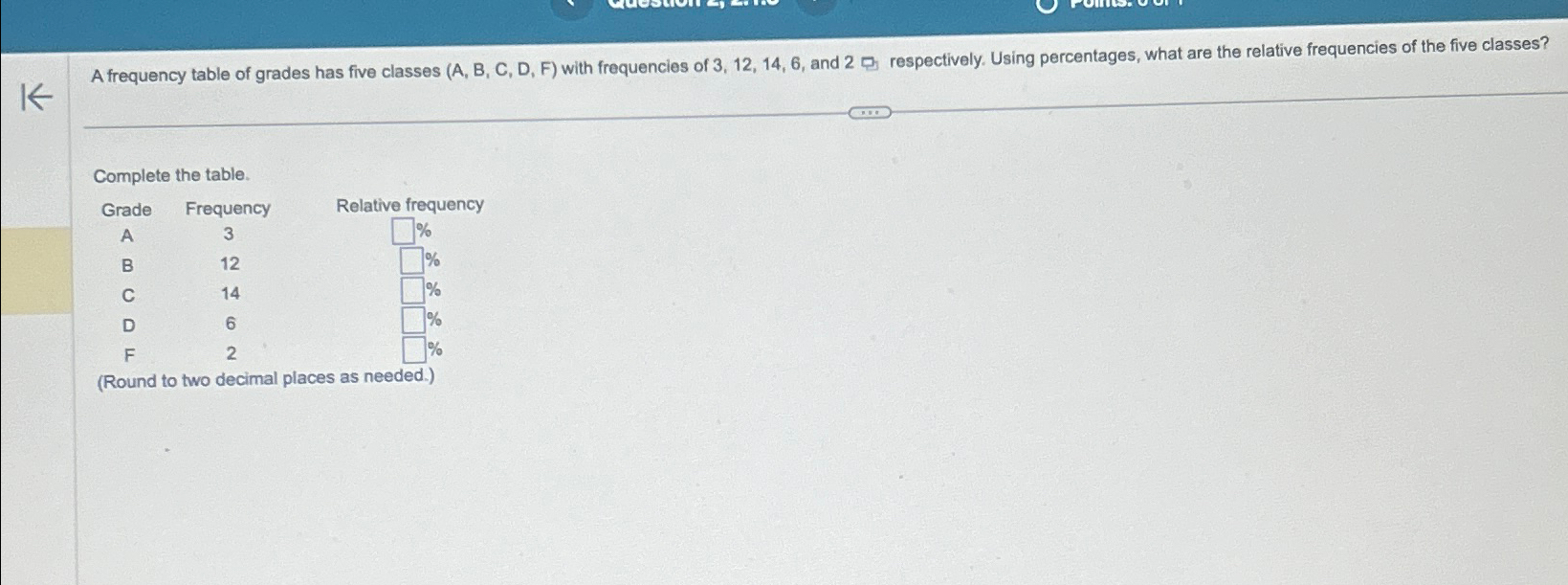 Solved A frequency table of grades has five classes (A, ﻿B, | Chegg.com