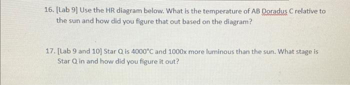 16. [tab 9] Use the HR diagram below. What is the | Chegg.com