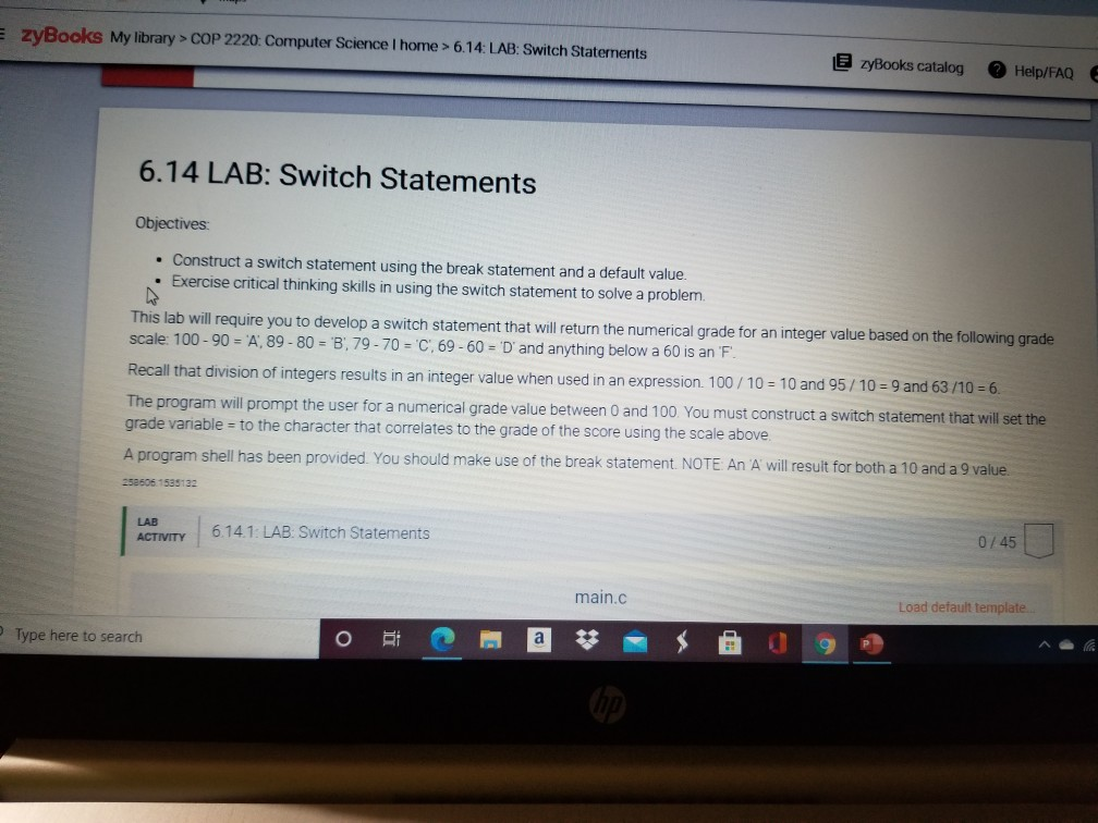 Solved zyBooks My library > COP 2220: Computer Science I | Chegg.com
