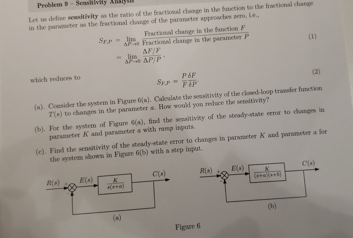 Solved Problem 9 - ﻿Sensitivity AnalysisLet us define | Chegg.com