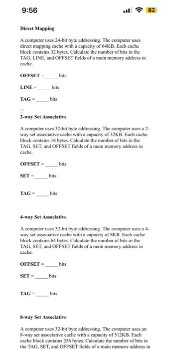 Solved Direct Mapping A computer uses 24-bit byte | Chegg.com