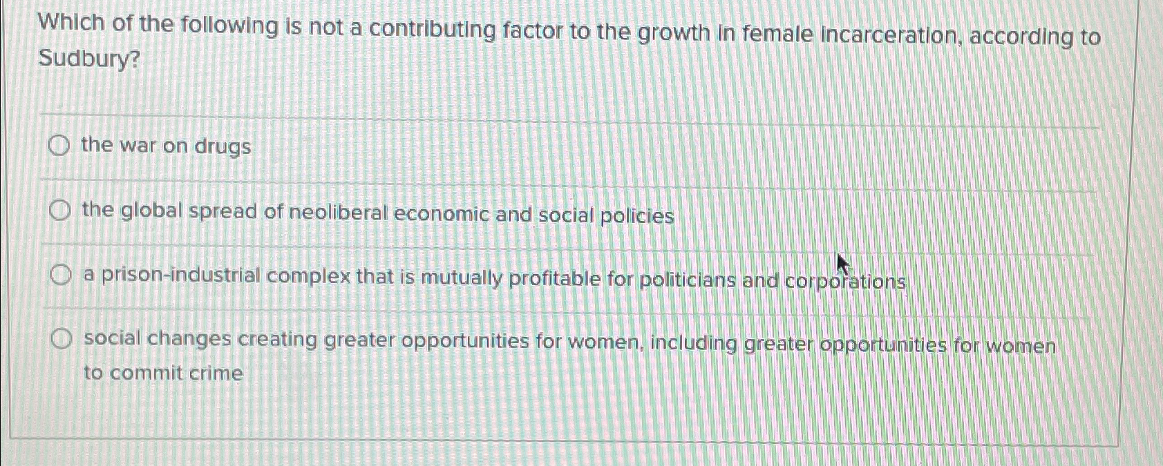 Solved Which of the following is not a contributing factor | Chegg.com