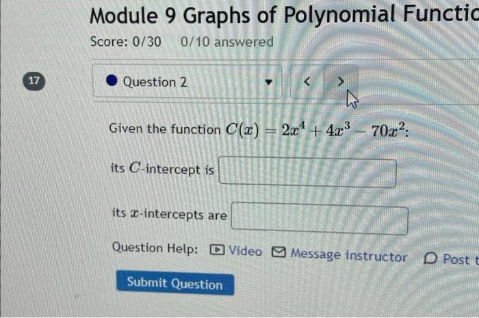 Solved Module 9 Graphs of Polynomial Functic Score: 0/30 | Chegg.com
