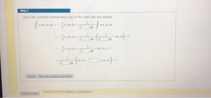 Solved Step 3 Apply the constant multiplication rule on the | Chegg.com