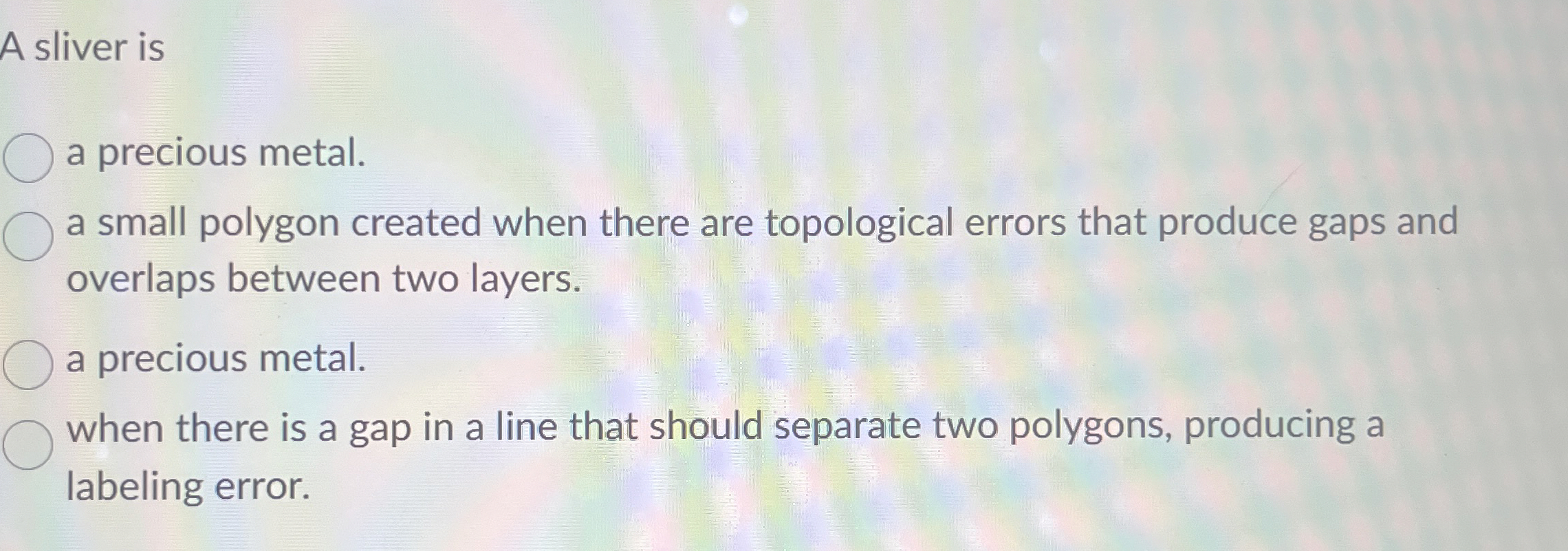 Solved A sliver is ﻿a precious metal.a small polygon | Chegg.com