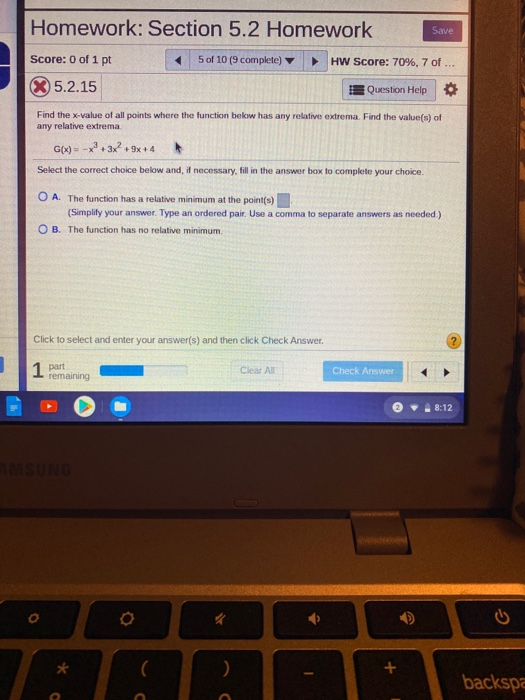 Solved Homework Section 5 2 Homework Save Score 0 Of 1 Pt