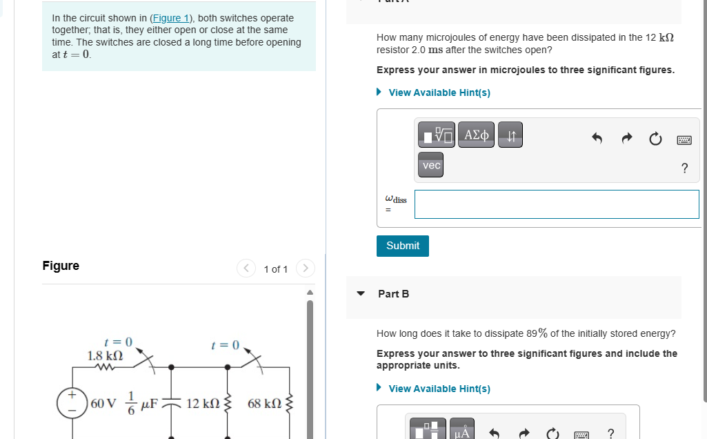 Solved In the circuit shown in (Figure 1), ﻿both switches | Chegg.com