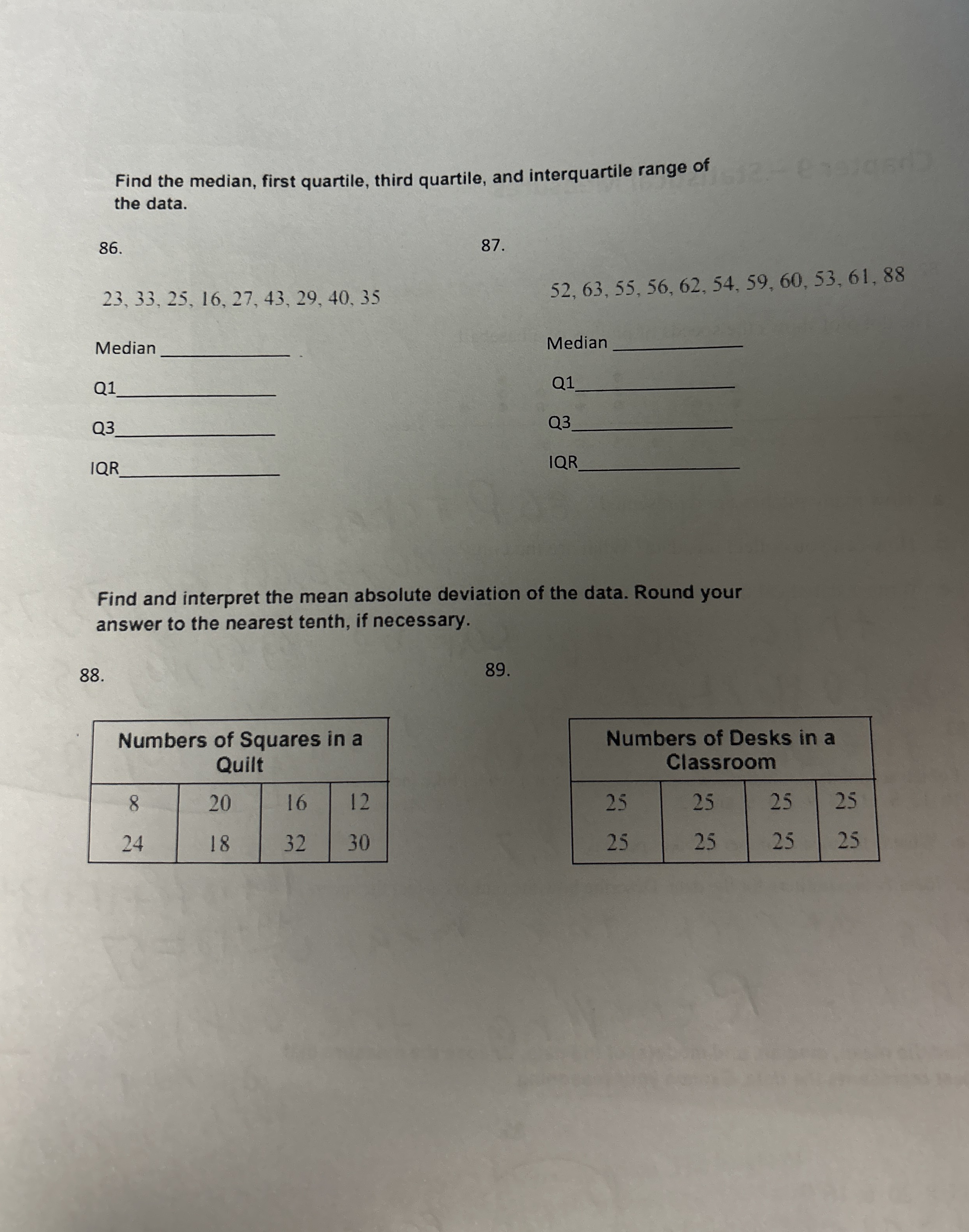Solved Find the median, first quartile, third quartile, and | Chegg.com