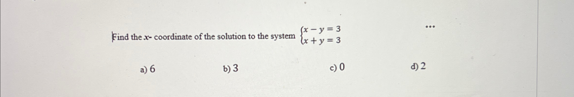 Solved Find the x - ﻿coordinate of the solution to the | Chegg.com