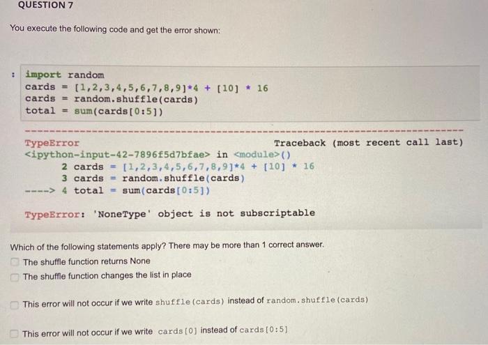 Solved You execute the following code and get the error | Chegg.com
