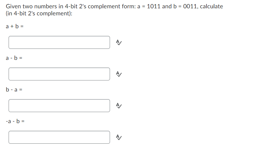 Solved Given two numbers in 4-bit 2's complement form: | Chegg.com
