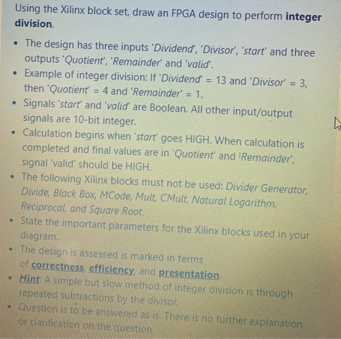 . Using the Xilinx block set, draw an FPGA design to | Chegg.com