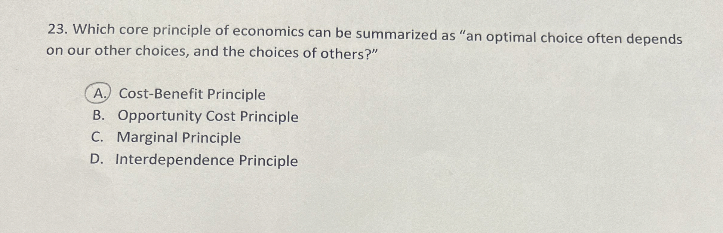 Solved Which core principle of economics can be summarized | Chegg.com
