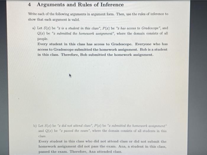 Solved 4 Arguments and Rules of Inference Write each of the | Chegg.com
