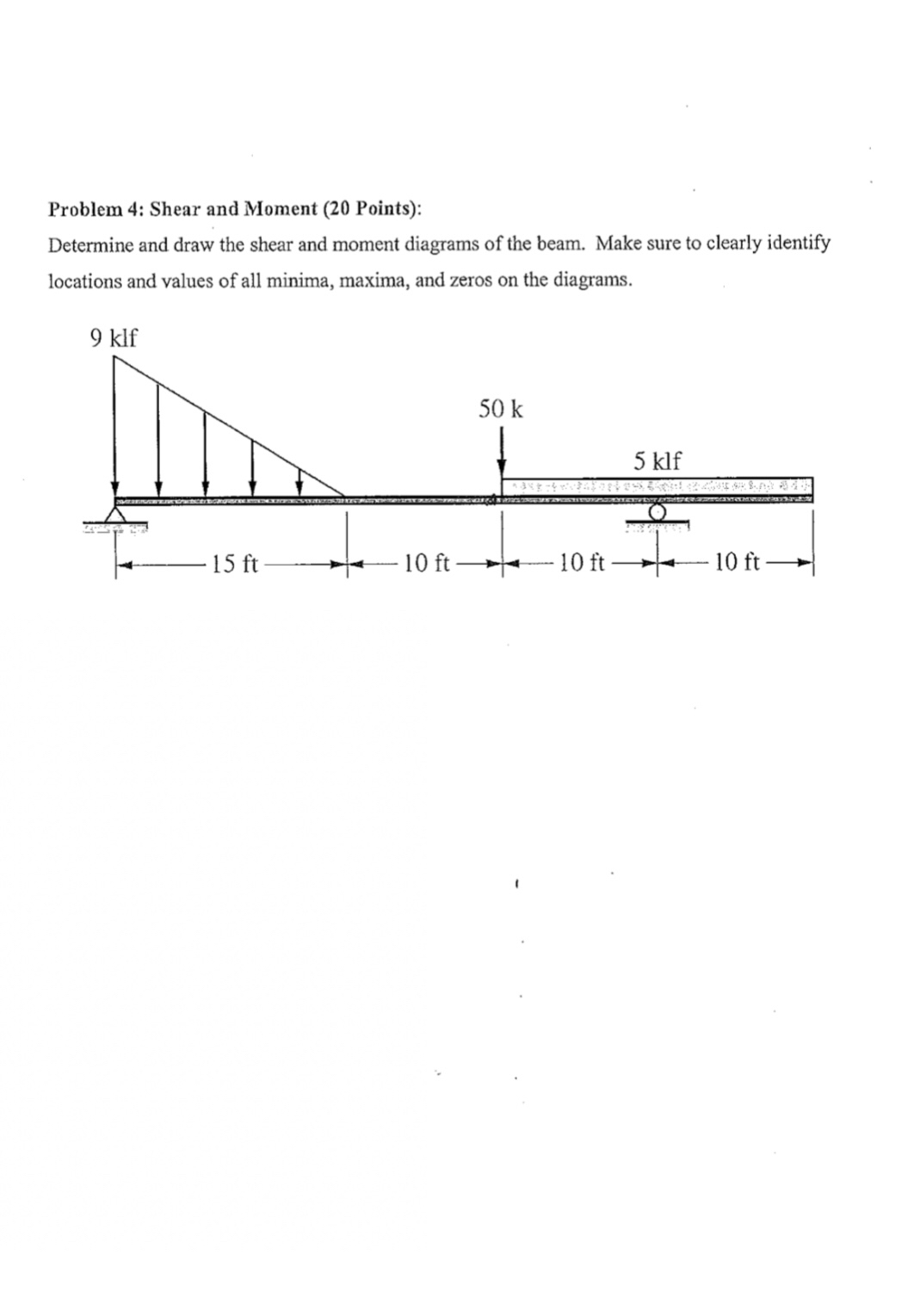 Solved Problem 4: Shear and Moment (20 ﻿Points):Determine | Chegg.com
