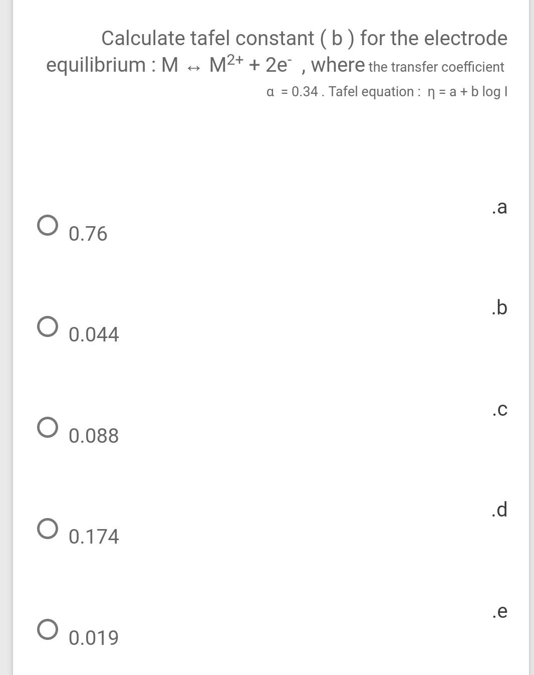 Solved Calculate tafel constant (b) for the electrode | Chegg.com