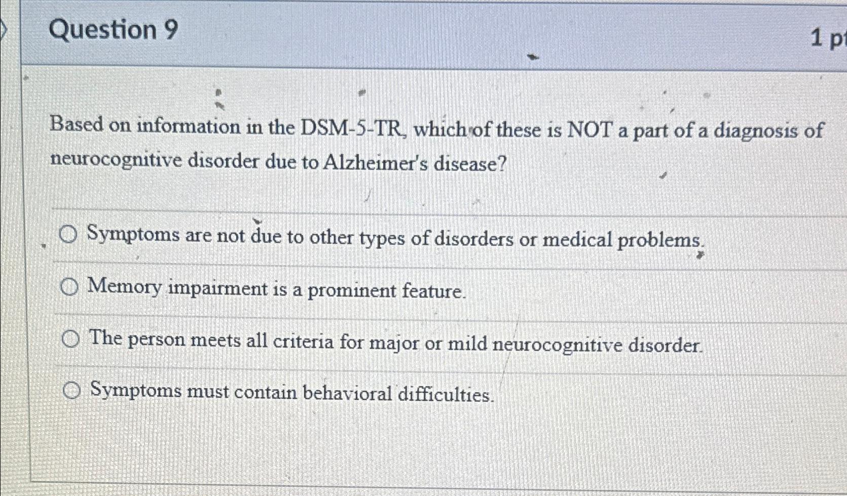 Solved Question 9Based on information in the DSM-5-TR, | Chegg.com