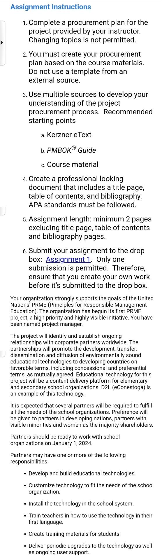 Solved 1. Complete a procurement plan for the project | Chegg.com
