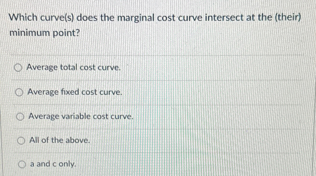 Solved Which curve(s) ﻿does the marginal cost curve | Chegg.com