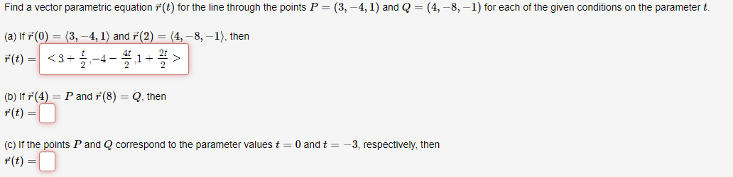 Solved Find a vector parametric equation vec(r)t(t) ﻿for the | Chegg.com